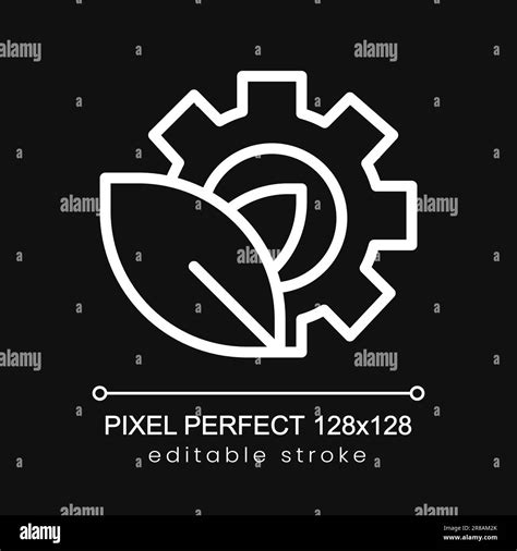 Ecology Setting Pixel Perfect White Linear Icon For Dark Theme Stock