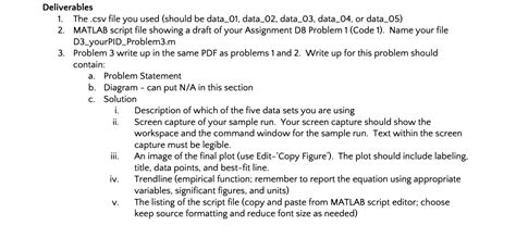 Solved Deliverables The Csv File You Used Should Be Chegg Com