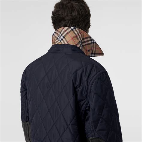 Detachable Hood Diamond Quilted Barn Jacket In Navy Men Burberry United States