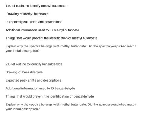 1 Brief Outline To Identify Methyl Butanoate