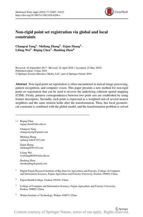 Non Rigid Point Set Registration Via Global And Local Constraints
