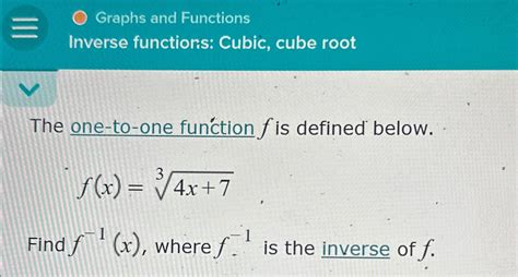 Solved Graphs And Functions Inverse Functions Cubic Cube