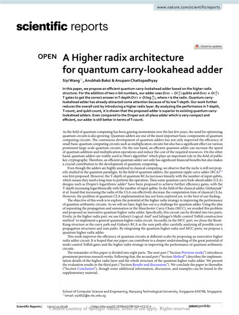 Pdf A Higher Radix Architecture For Quantum Carry Lookahead Adder