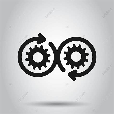 Flat Devops Icon With Cog And Arrow Business Data Delivery Vector Business Data Delivery Png
