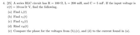 Solved A series RLC circuit has R Ω L mH and Chegg