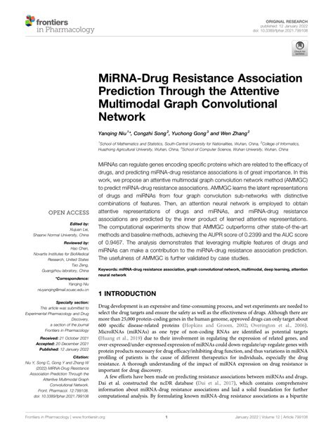 Pdf Mirna Drug Resistance Association Prediction Through The Attentive Multimodal Graph