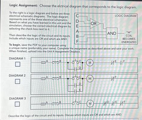 Solved Logic Assignment Choose The Elctrical Diagram That