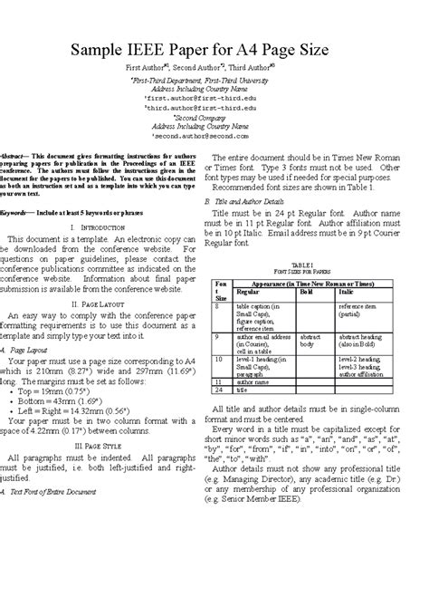 Ieee Paper Format Ddd Sample Ieee Paper For A4 Page Size First