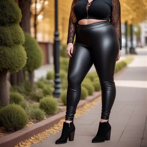 Stylish Plus Size Woman In Leather Leggings Stable Diffusion Online