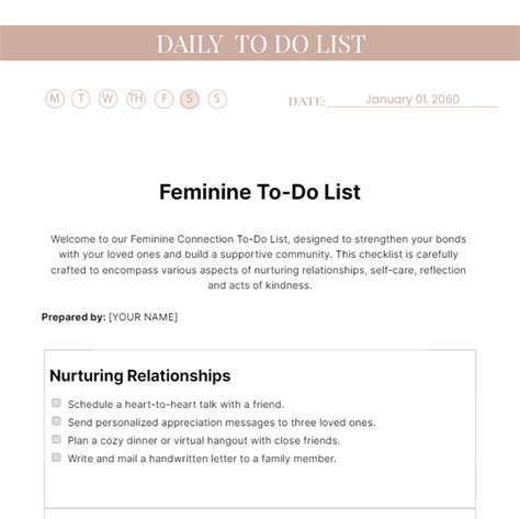 Free Feminine To Do List Template To Edit Online