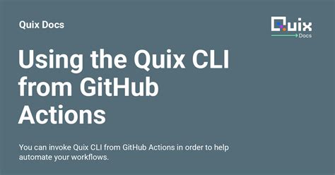 Using The Quix Cli From Github Actions Quix Docs
