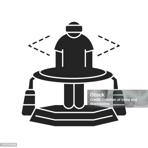 가상 현실 플랫폼 블랙 글리프 아이콘 플랫폼에서 Vr 헬멧 게임을하는 남자 사이버 공간 시뮬레이션 대화형 웹 페이지 모바일 앱용 픽토그램 0명에 대한 스톡 벡터 아트 및