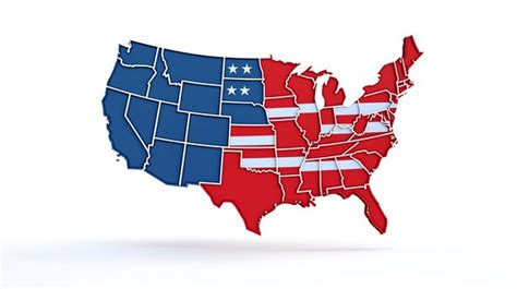 Illustration Of The Electoral Map Of The United States Highlighting Key