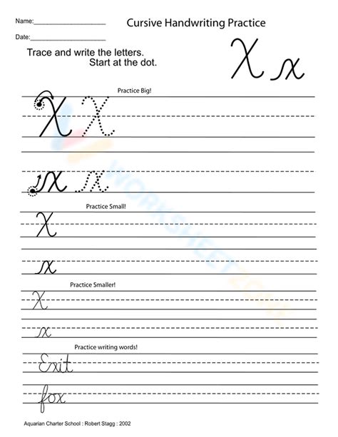 Cursive Capital Letter X Worksheet