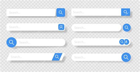 Ui 디자인 및 웹 사이트에 대한 검색 표시줄 검색 주소 및 탐색 표시줄 아이콘 웹 사이트에 대한 검색 양식 템플릿 모음 흰색 배경에 벡터 그림 프리미엄 벡터