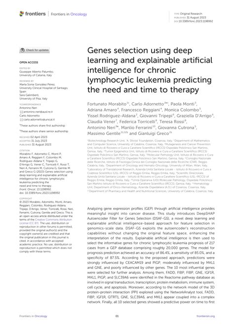 Pdf Genes Selection Using Deep Learning And Explainable Artificial Intelligence For Chronic