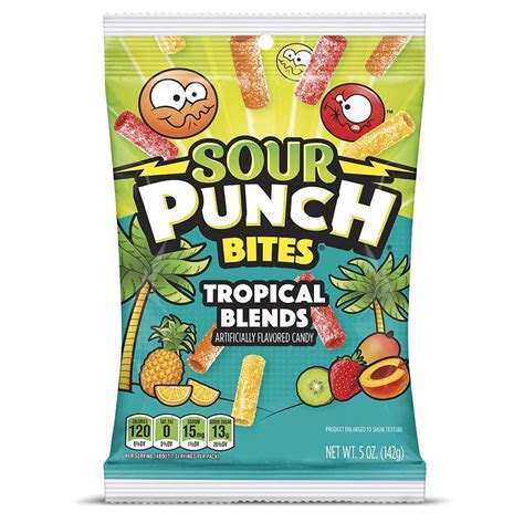 Sour Punch Bites Tropical Blends Chewy Candy Pieces 5oz Bag