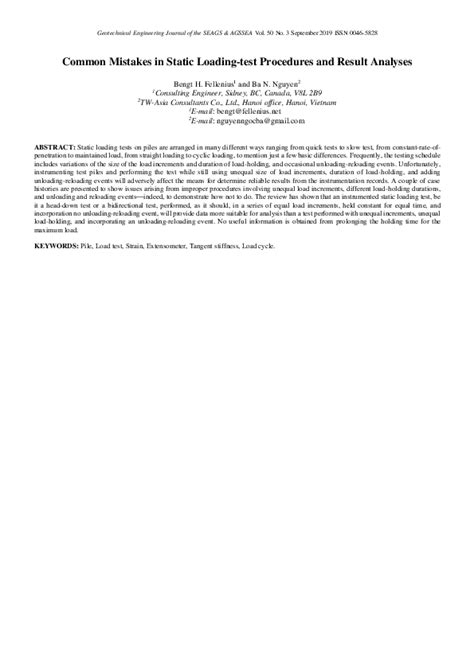 Pdf Common Mistakes In Static Loading Test Procedures And Result Analyses