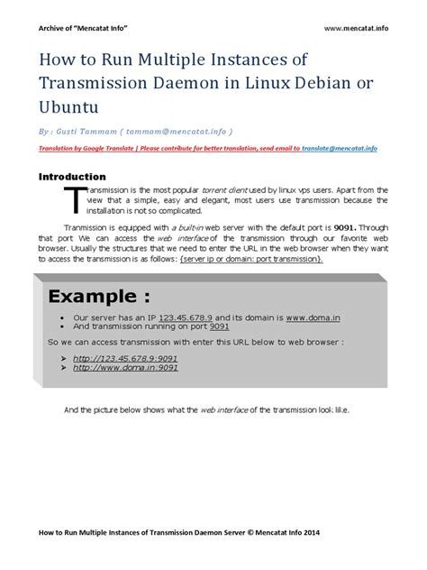 Pdf How To Run Multiple Instances Of Transmission Daemon In Linux Debian Or Ubuntu Dokumen Tips