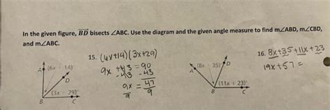 Solved In The Given Figure BD Bisects ABC Use The Diagram Chegg