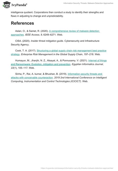 Information Security Threats Malware Detection Approaches 660 Words Essay Example