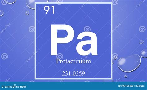Protactinium Chemical Element Symbol On Blue Bubble Background Stock Illustration Illustration