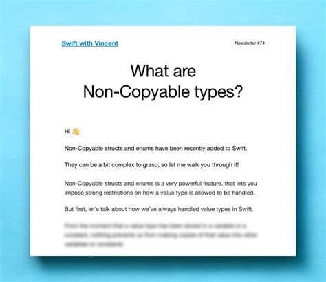Non Copyable Structs And Enums Have Been Recently Added To Swift They