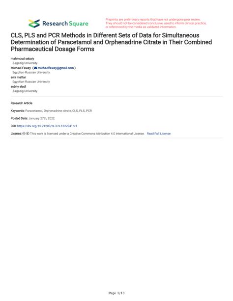 Pdf Cls Pls And Pcr Methods In Different Sets Of Data For Simultaneous Determination Of
