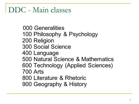Ddc 10 Main Class Table With Full Details 44 Off