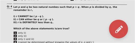 Q Let P And Q Be Two Natural Numbes Such That P Q When P Is Divided B