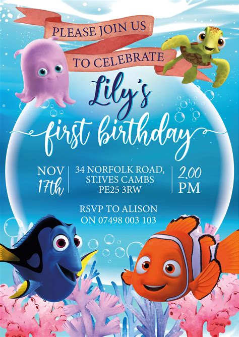 Finding Nemo Party Invitations Party Doodle