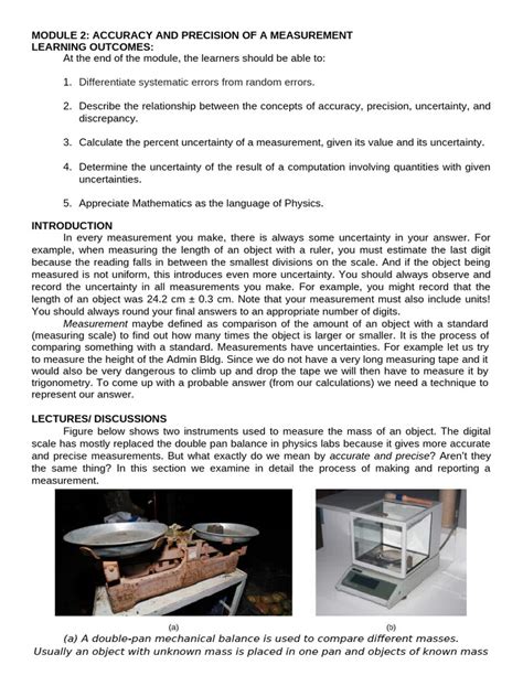 Module 2 Accuracy And Precision Of A Measurement Pdf Observational