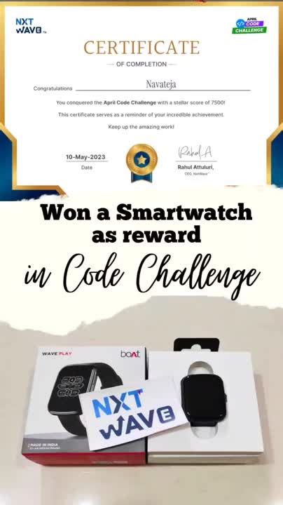 Navateja B On Linkedin Nxtwave Rewards Codechallenge Sashankgujjula Rahulattuluri