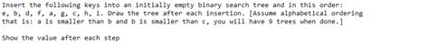 Solved Insert The Following Keys Into An Initially Empty