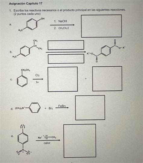 Solved Assignment Chapter 17 1 Write The Reactants Needed Chegg Com