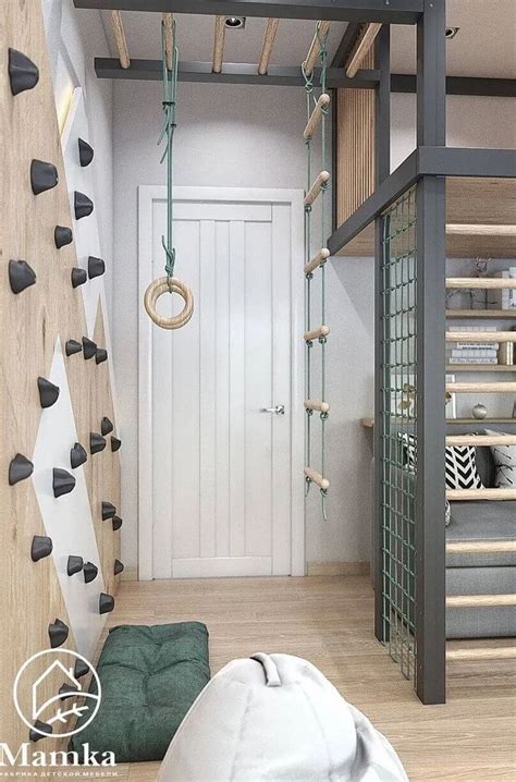 Дизайн проект детской комнаты для мальчика оригинальное решение с зонами для активных