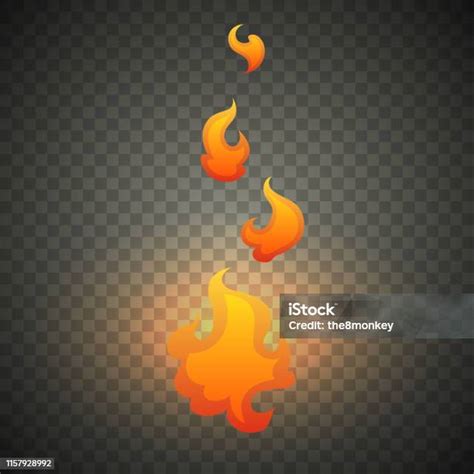 투명 한 배경에 격리 된 현실적인 화재 불꽃 디자인과 장식을위한 스파크와 특별한 굽기 빛 효과 벡터 일러스트레이션