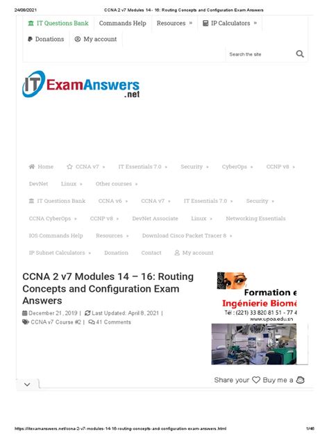 Ccna 2 V7 Modules 14 16 Routing Concepts And Configuration Exam