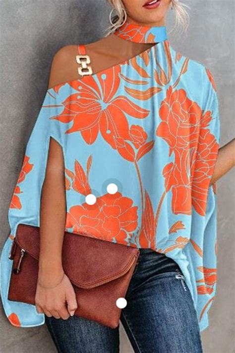 Wholesale Black Sexy Print Hollowed Out Patchwork Asymmetrical Halter Tops K58456 6 Online