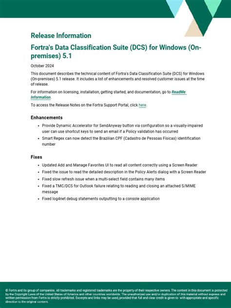 Fortra Data Classification Suite For Windows Release Information Pdf