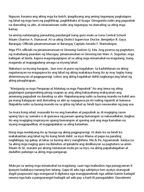 Validictory Speech Pdf