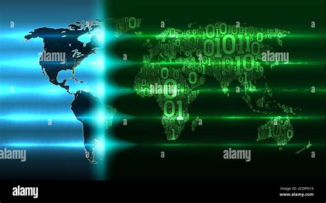 World Map With Evolving Digital Global Technologies Of The Future Map Of The Earth With