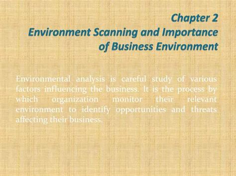 Ppt Chapter 2 Environment Scanning And Importance Of Business