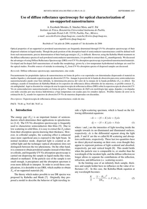 Pdf Use Of Diffuse Reflectance Spectroscopy For Optical