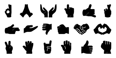 Premium Vector Hand Gesture Icons Set Of Different Hand Gesture Icons Simple Hand Gesture