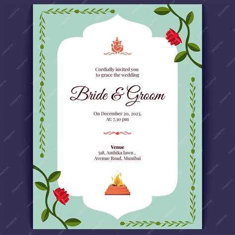 Premium Vector Floral Indian Wedding Card Design Invitation Template