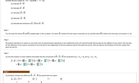 SOLVED Consider The Two Vectors A And B A Calculate A B B Calculate A B C