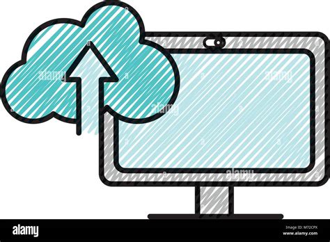 grated computer technology with cloud data loading stock vector image