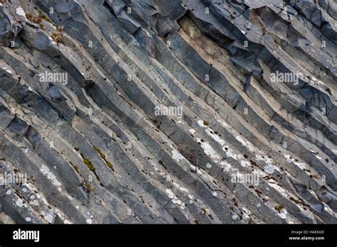 Hexagonal Basalt Columns Volcanic Rock Formations Near The Village Vík í Mýrdal Southern