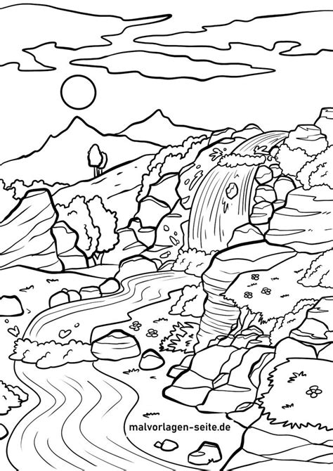 Malvorlage Wasserfall Ausmalbild Kostenlos Herunterladen